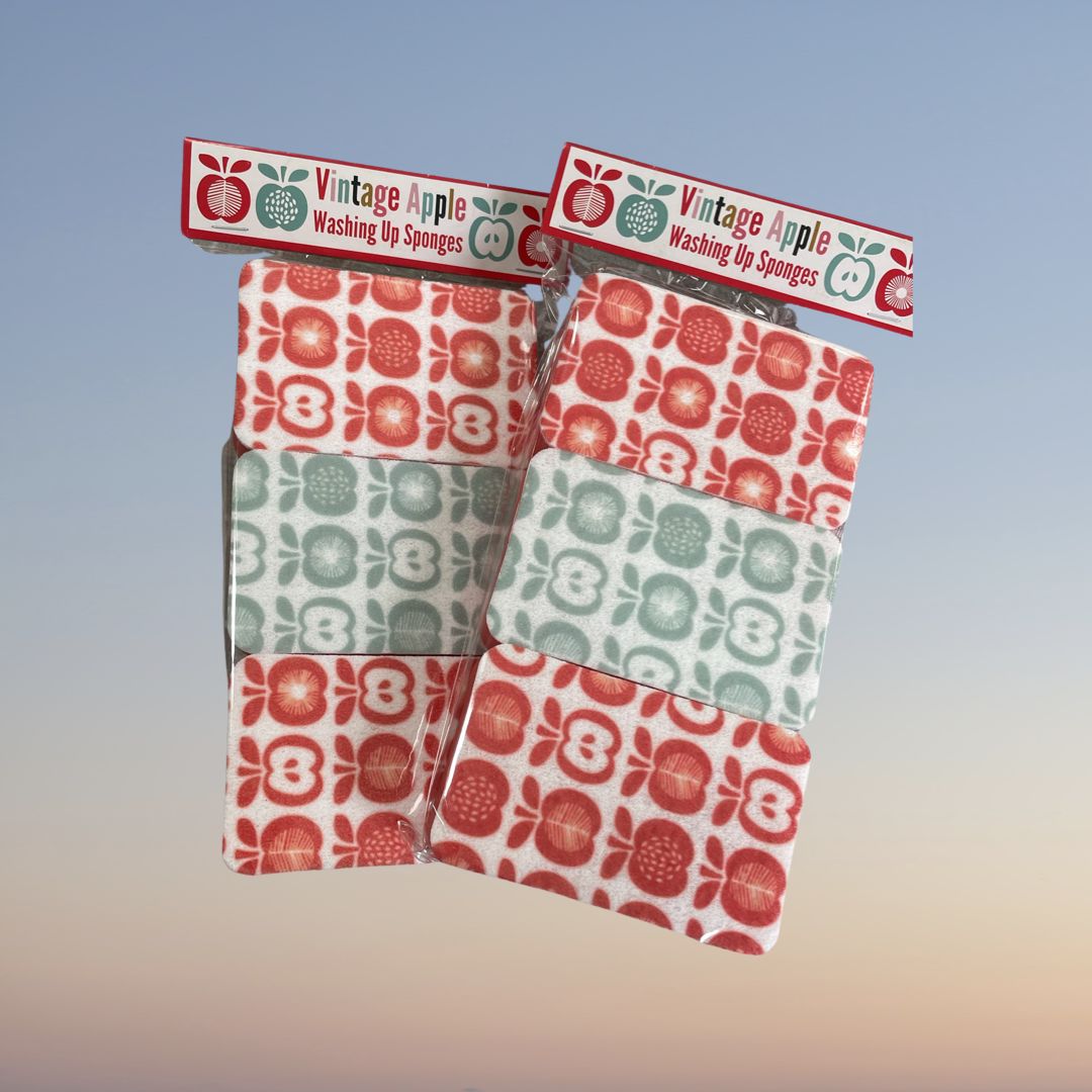 Set of 3 Vintage Apple Design Sponges – The Butterfly and Bee Gift and ...